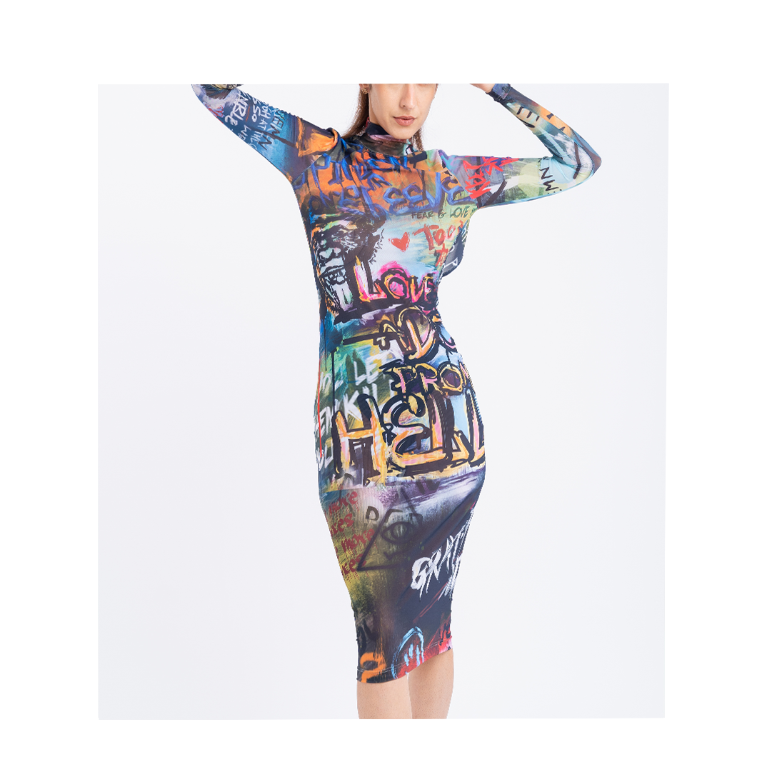 'Huemn City' Semi-Sheer Midi Dress – HUEMN